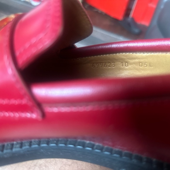 Gucci | Shoes | Gucci Red Leather Loafer With Gold Gs | Poshmark